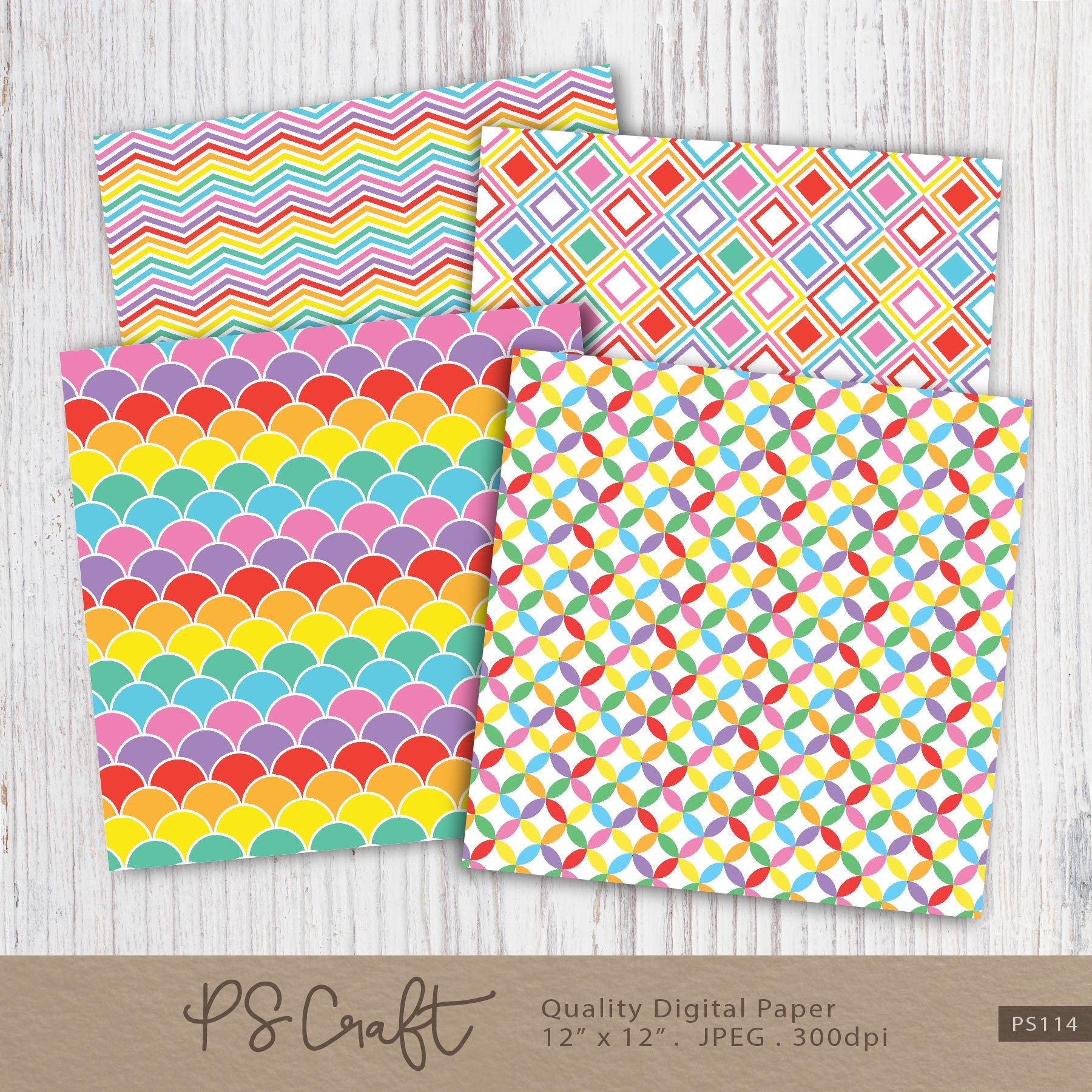 Rainbow Color Digital Papers, SEAMLESS Rainbow Digital Paper With ...