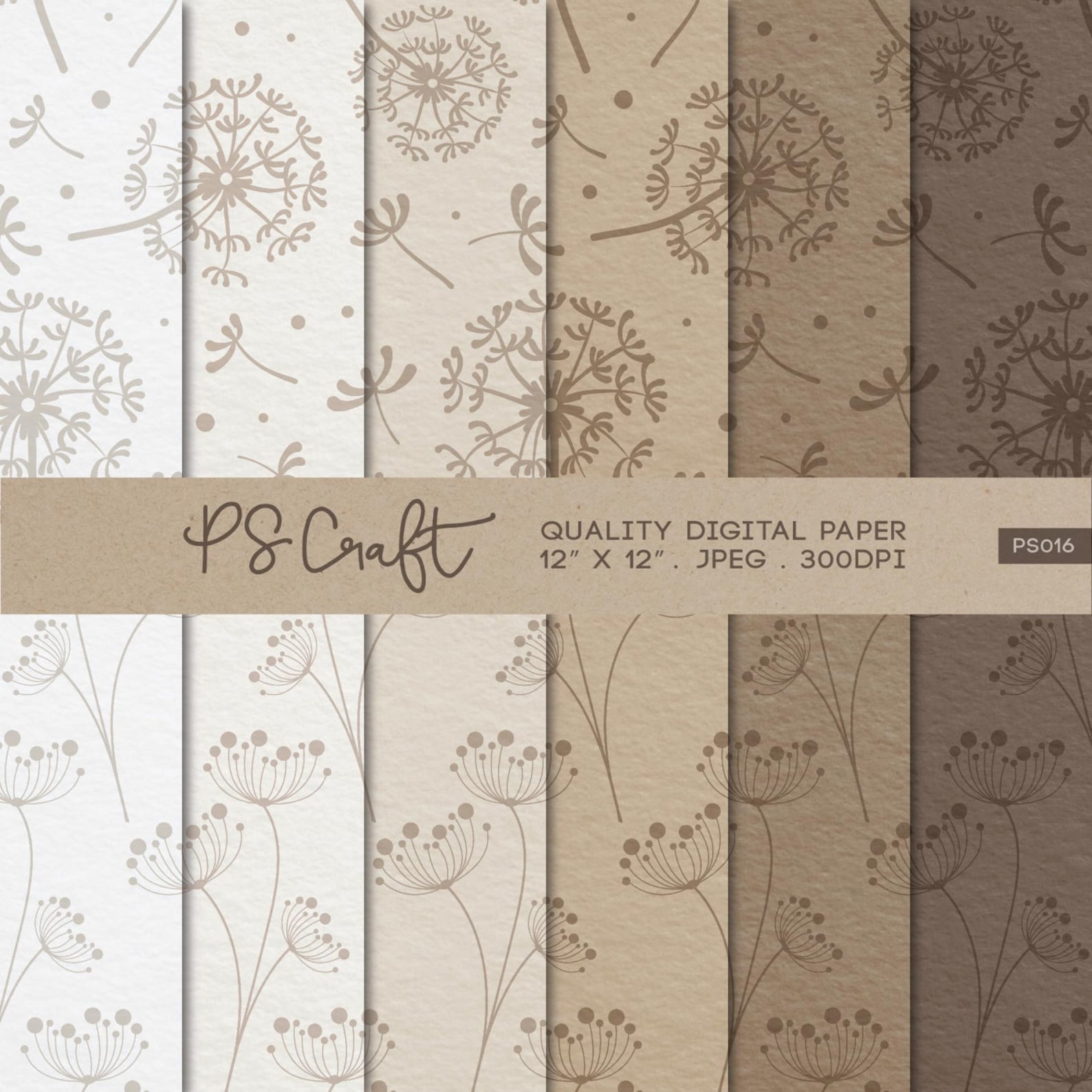 Dandelion Digital Papers Craft Paper Digital Paper Flower | Etsy