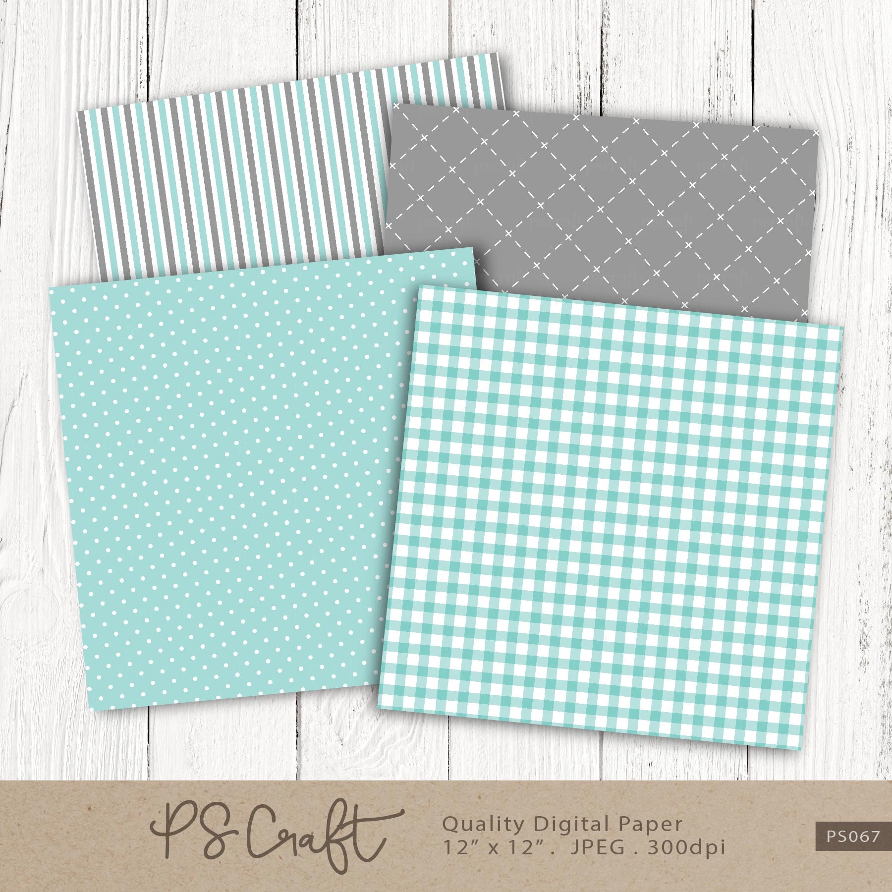Aqua and Grey Digital Papers, New Baby Shower Digital Paper, Aqua ...