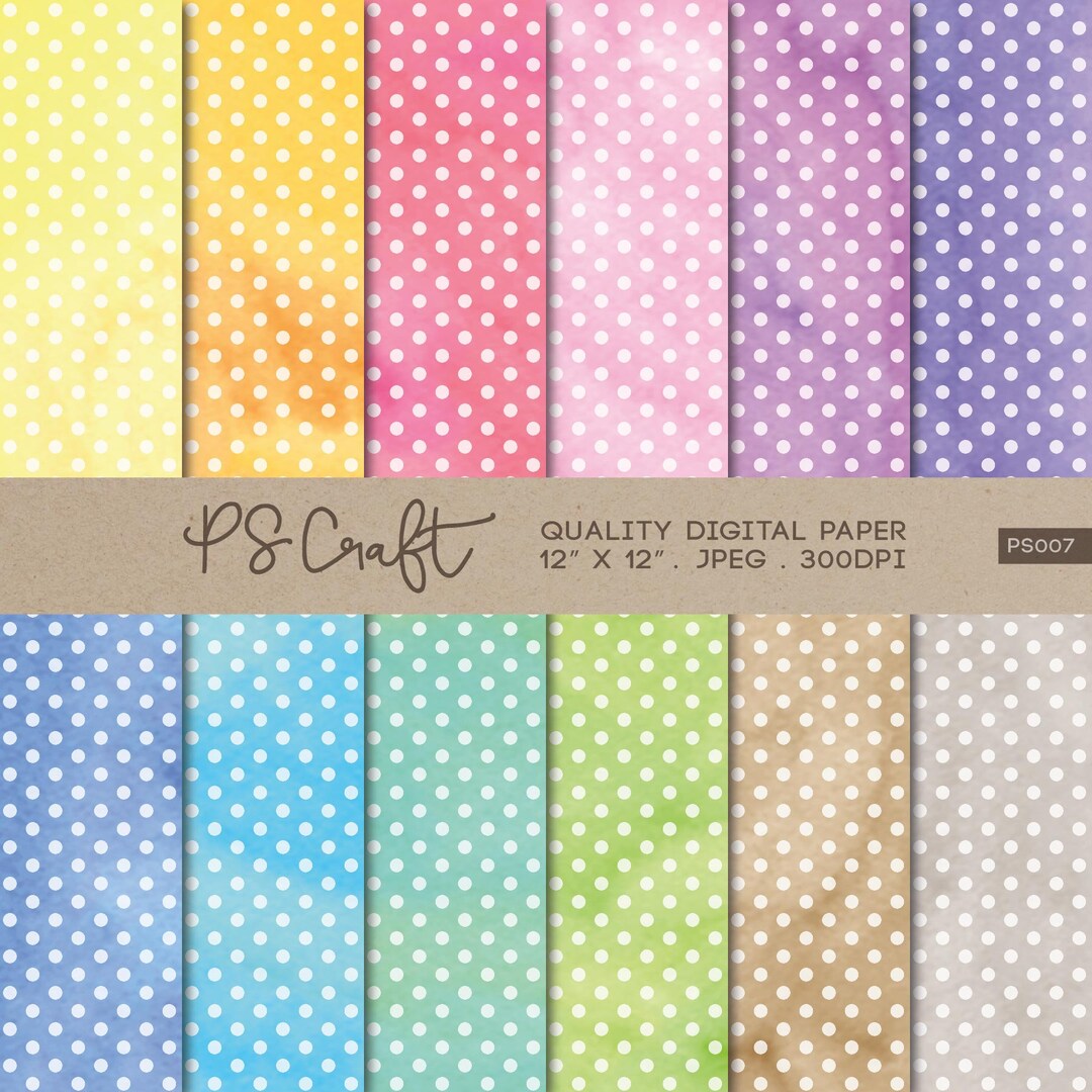 Watercolor Polka Dot Digital Paper, Seamless Scrapbook Background ...