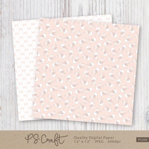 Soft Pink Baby Girl Digital Papers, SEAMLESS Baby Shower Digital Paper ...