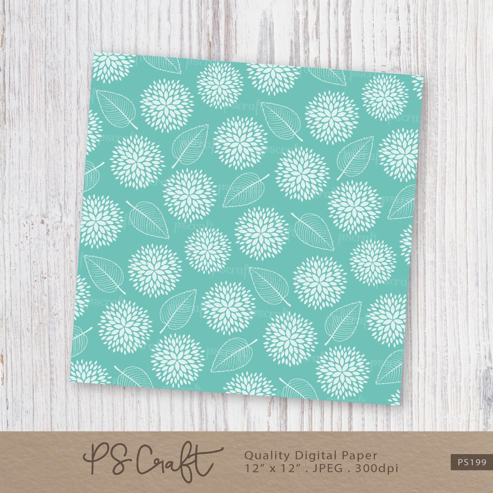 Dahlia Digital Paper, Seamless Dahlia Papers, Yellow, Teal and Brown ...