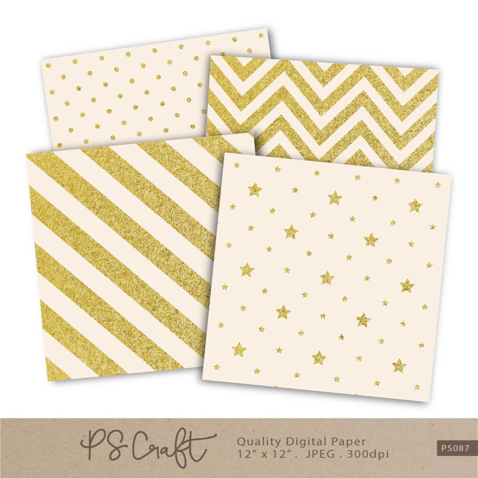 Cream and Gold Glitter Digital Papers Cream and Gold - Etsy