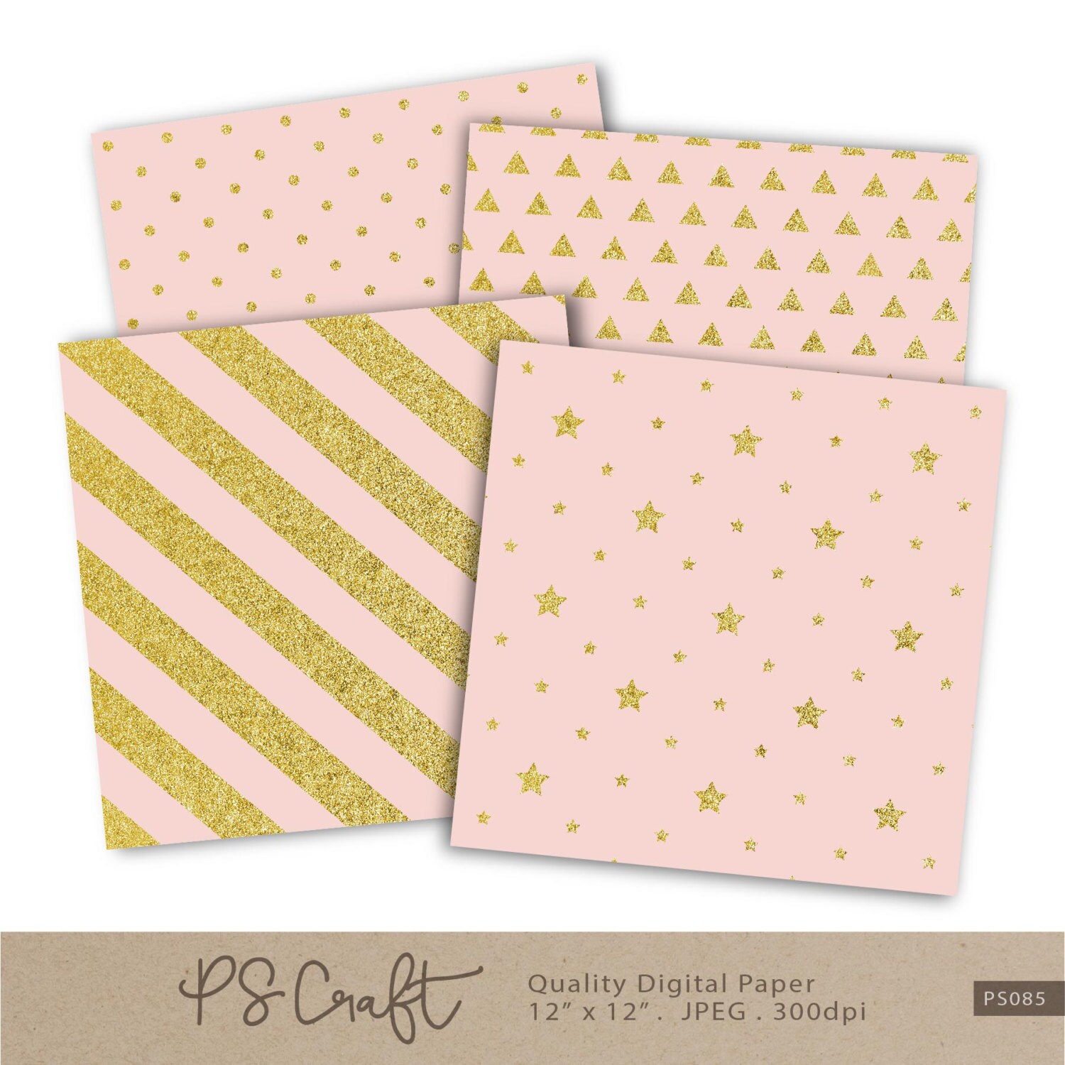 Pink and Gold Glitter Digital Papers Pink and Gold Backdrop - Etsy
