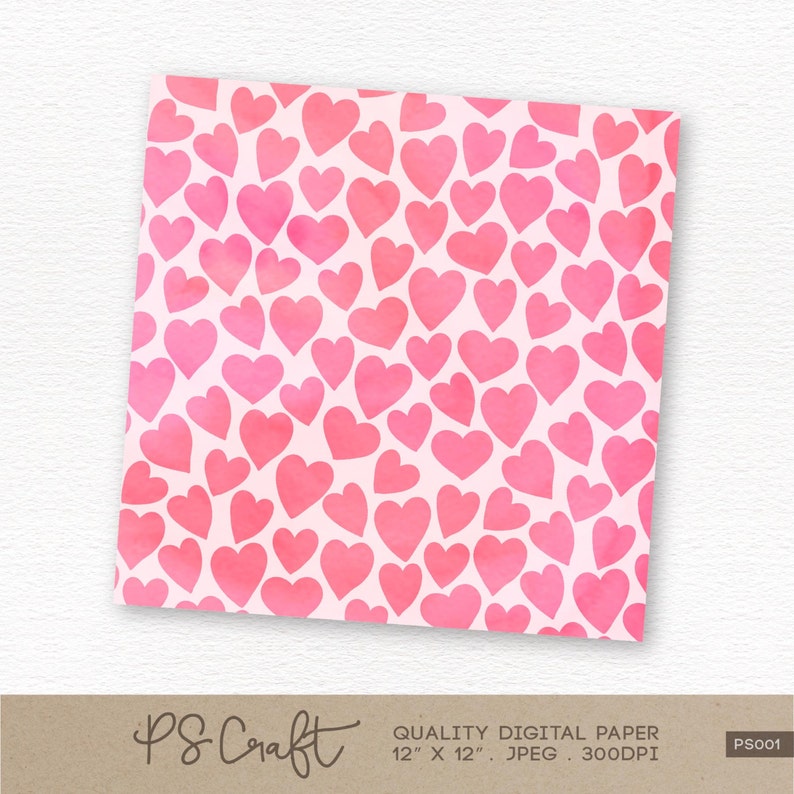 Hearts Watercolor Digital Papers Valentine's Love Water - Etsy