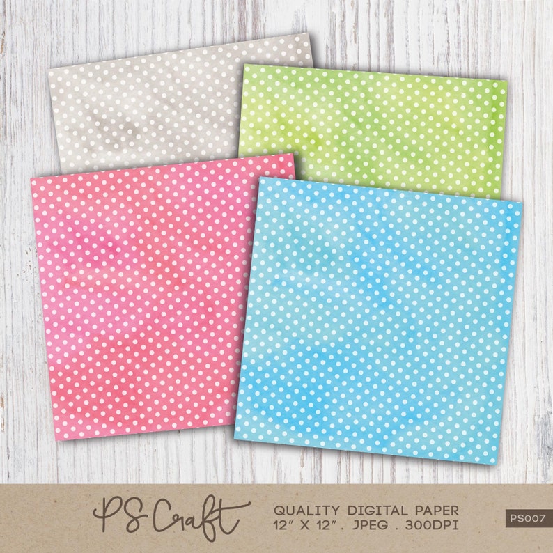 Watercolor Polka Dot Digital Paper, Seamless Scrapbook Background ...