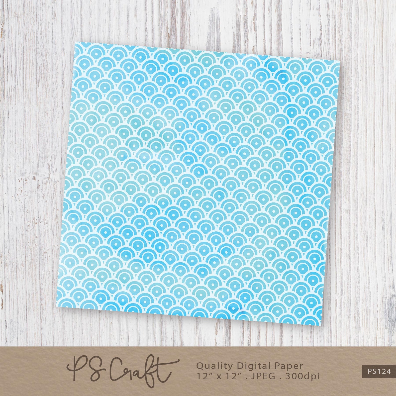 Watercolor Curved Fish Scale Digital Paper, Scallop Backgrounds ...