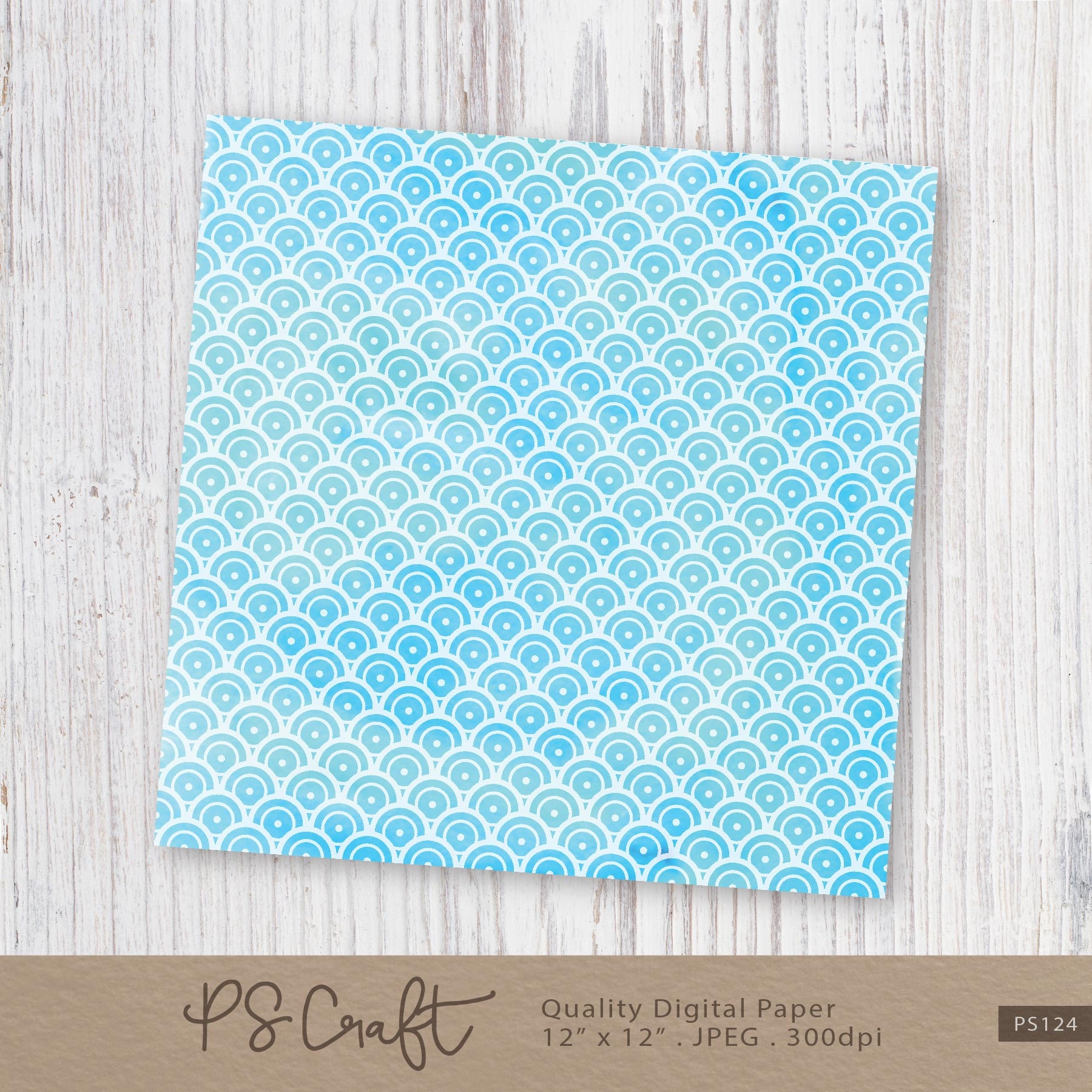 Watercolor Curved Fish Scale Digital Paper, Scallop Backgrounds ...