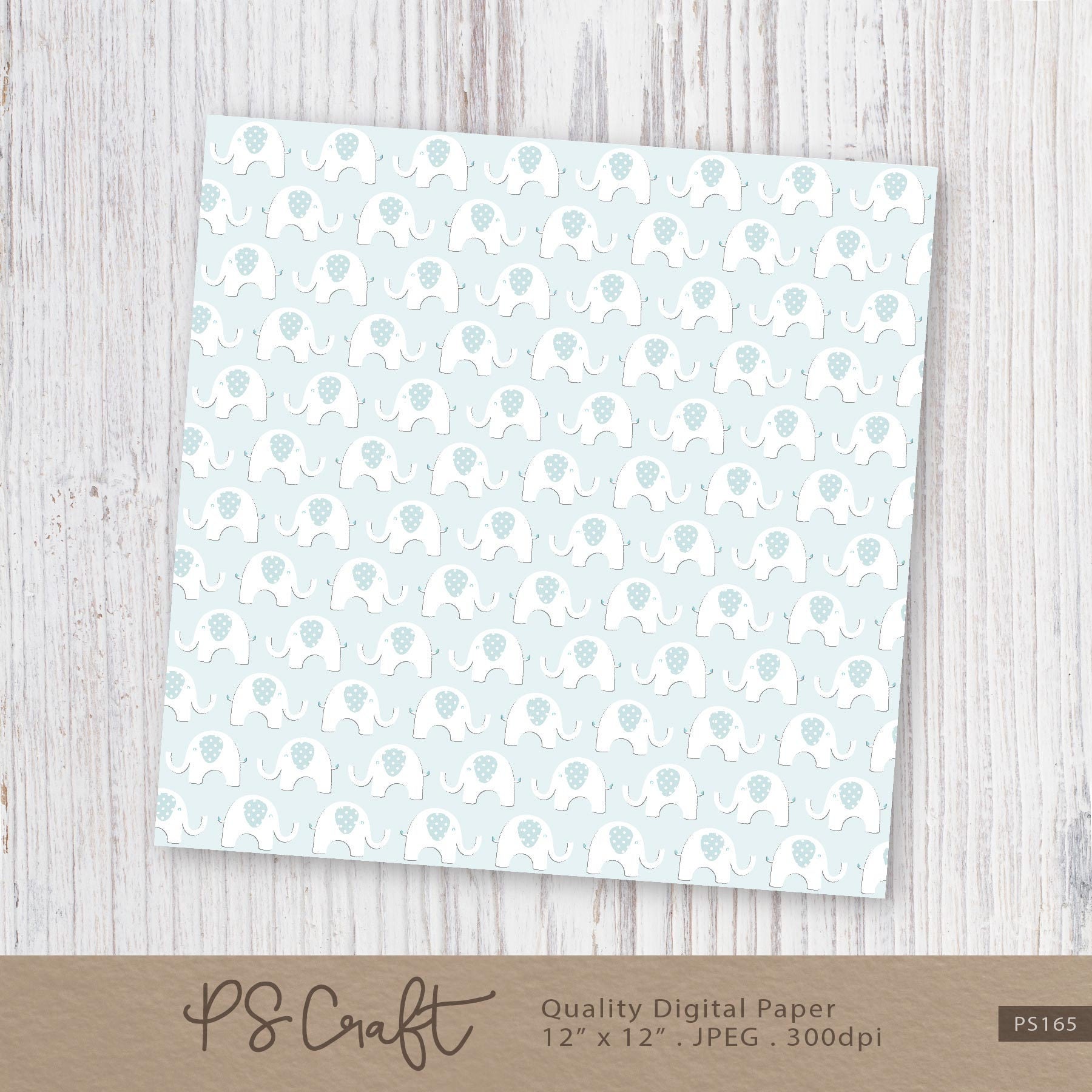 Elephant Digital Papers SEAMLESS baby Blue & Gray - Etsy