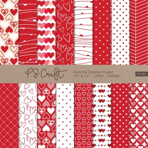 Valentine's Digital Paper, SEAMLESS Valentine's Papers, Red Digital ...