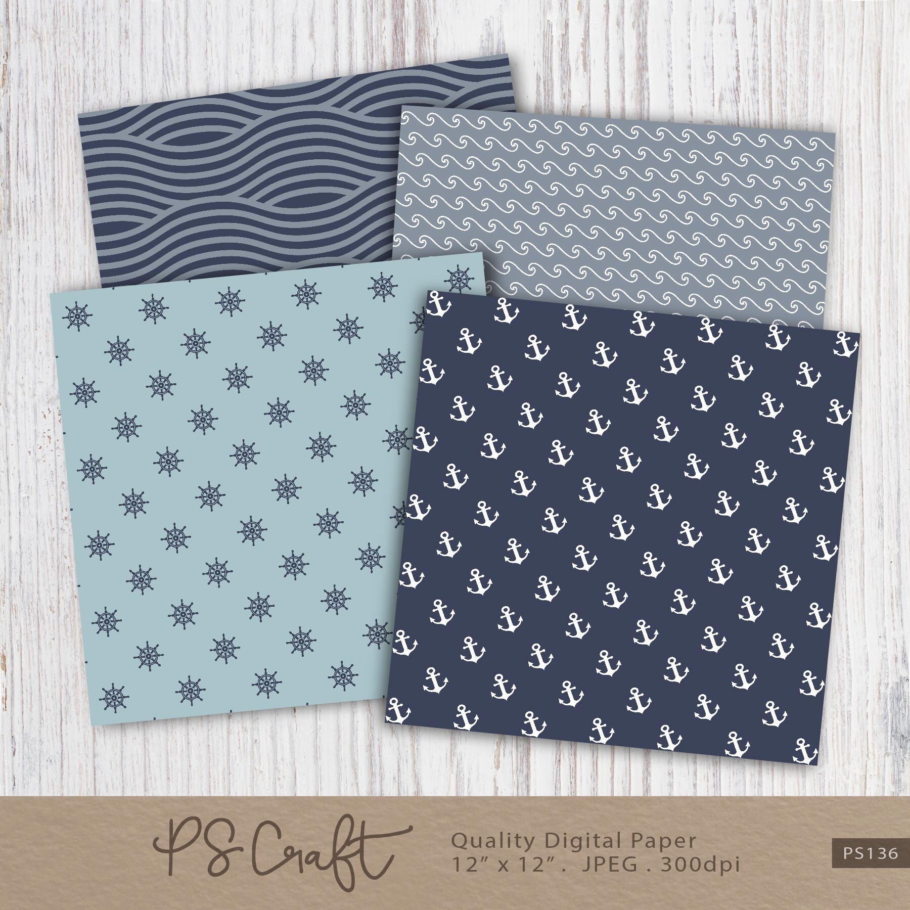 Nautical Digital Papers Seamless Navy Blue Digital Paper - Etsy
