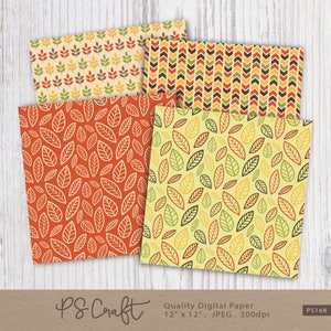 Autumn Digital Paper, SEAMLESS Fall Digital Paper, Fall Foliage Digital ...