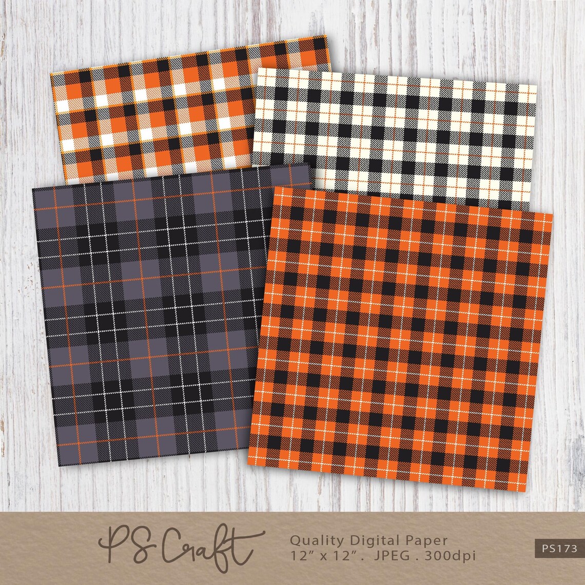 Halloween Plaid Digital Paper SEAMLESS Plaid Digital Paper - Etsy