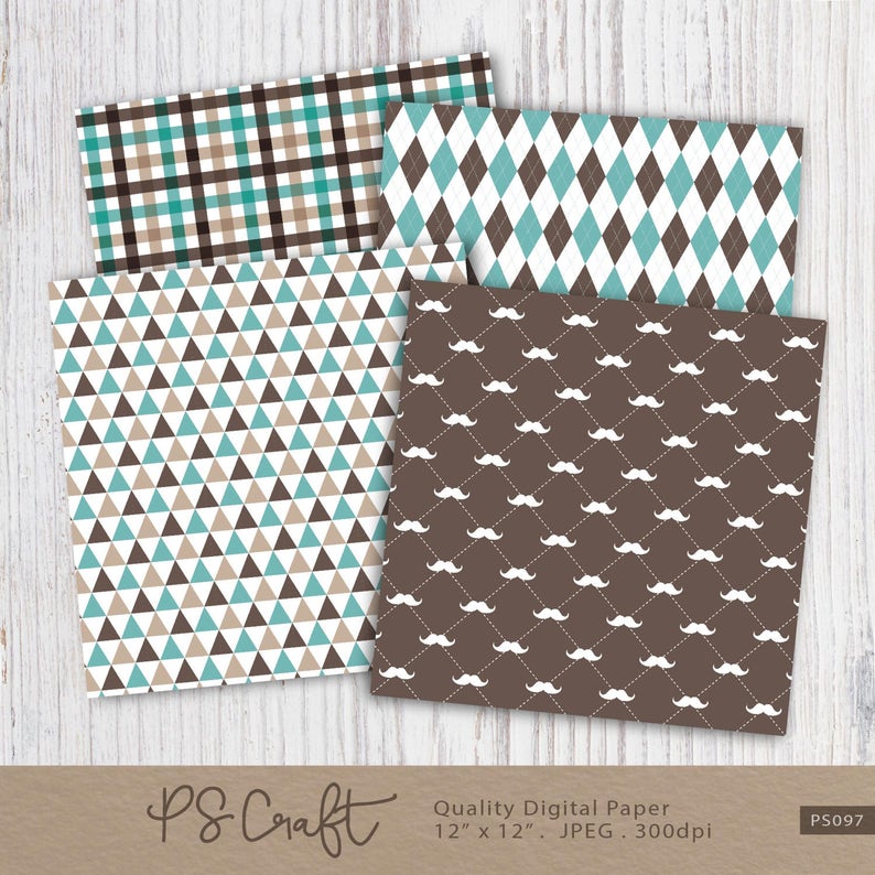 Father's Day Digital Papers, Seamless Gentleman Digital Paper With ...