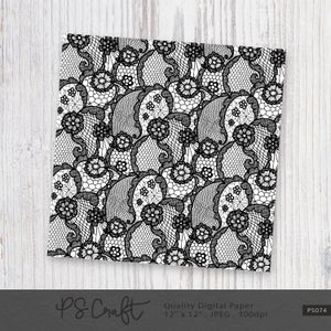 Black Lace Digital Papers, SEAMLESS Digital Lace Papers, Black Lace on ...