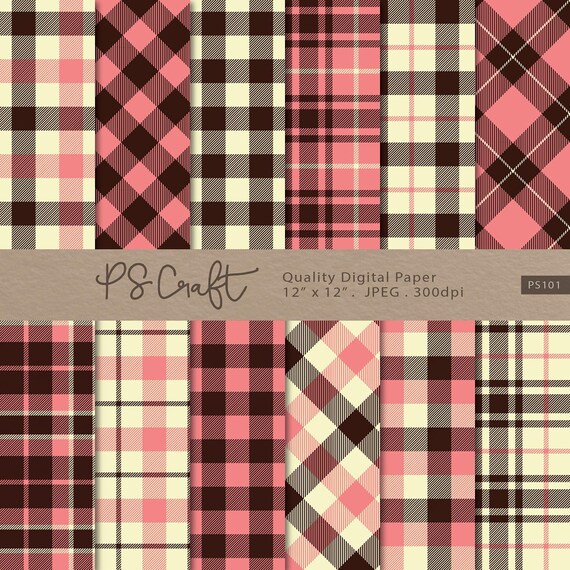 Pink And Brown Plaid Background