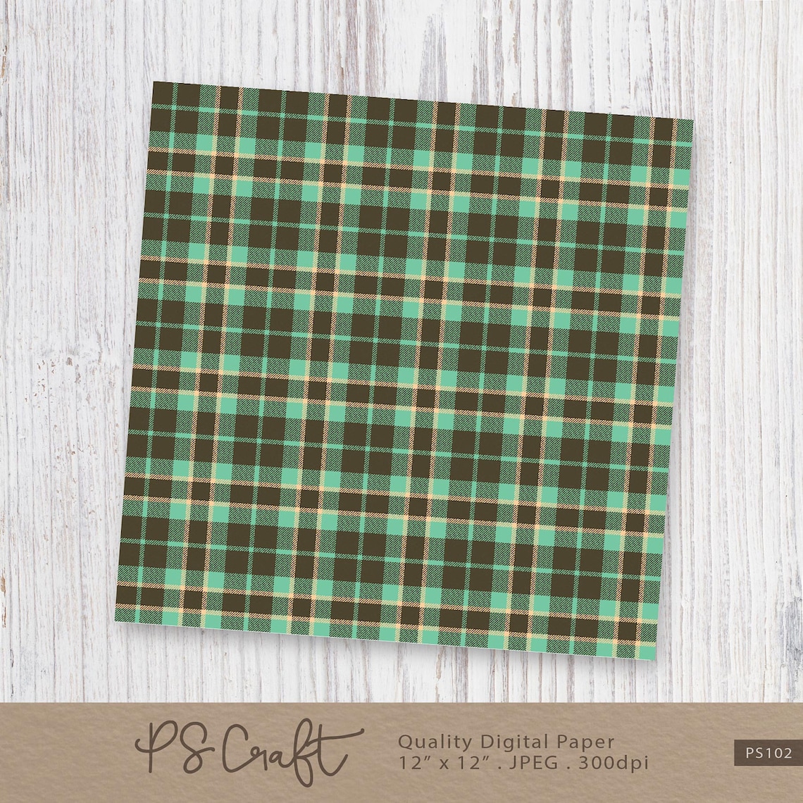 Retro Green Plaid Digital Papers, SEAMLESS Plaid Background, Retro ...