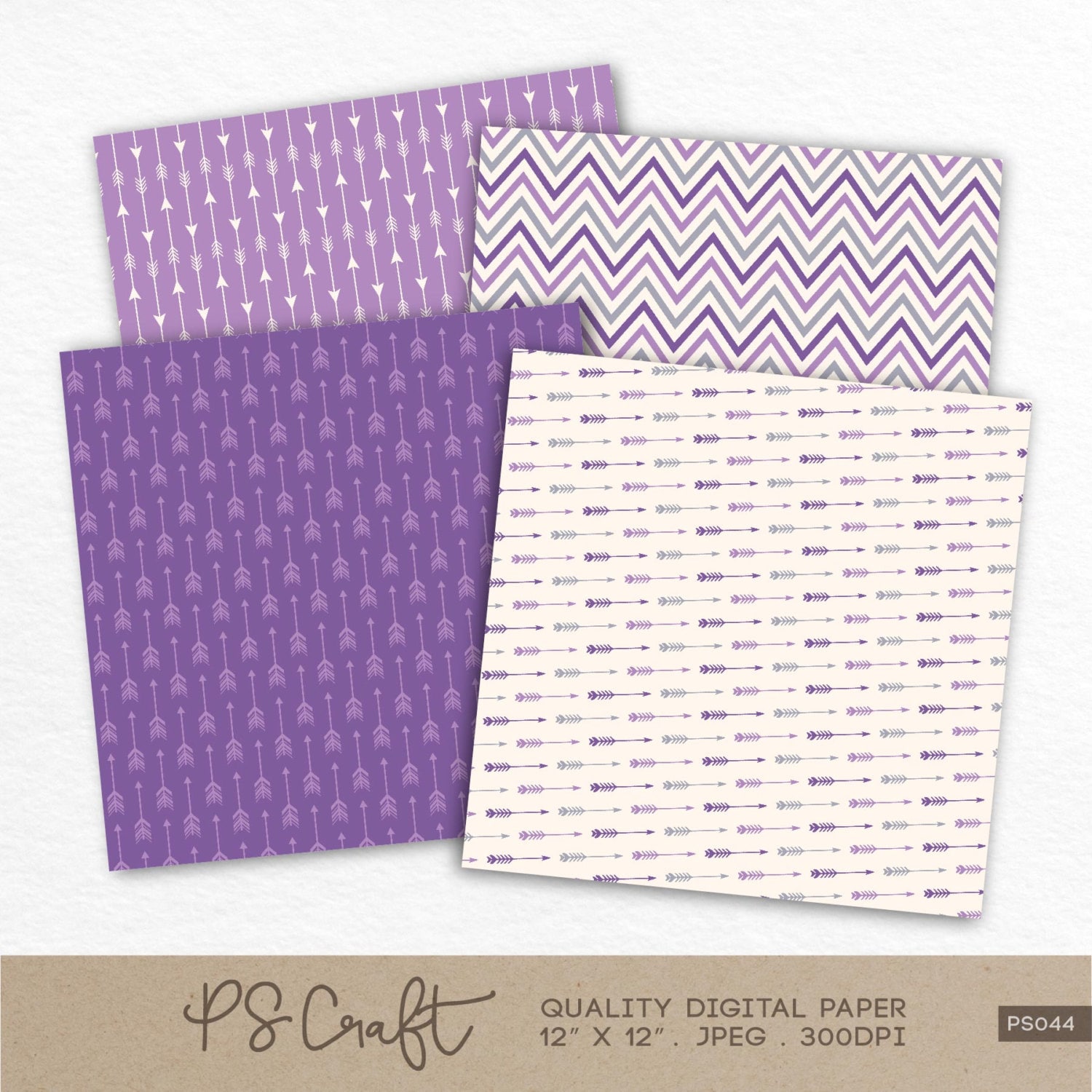 Purple Arrows Digital Papers, Geometric Digital Paper, Tribal Arrows ...