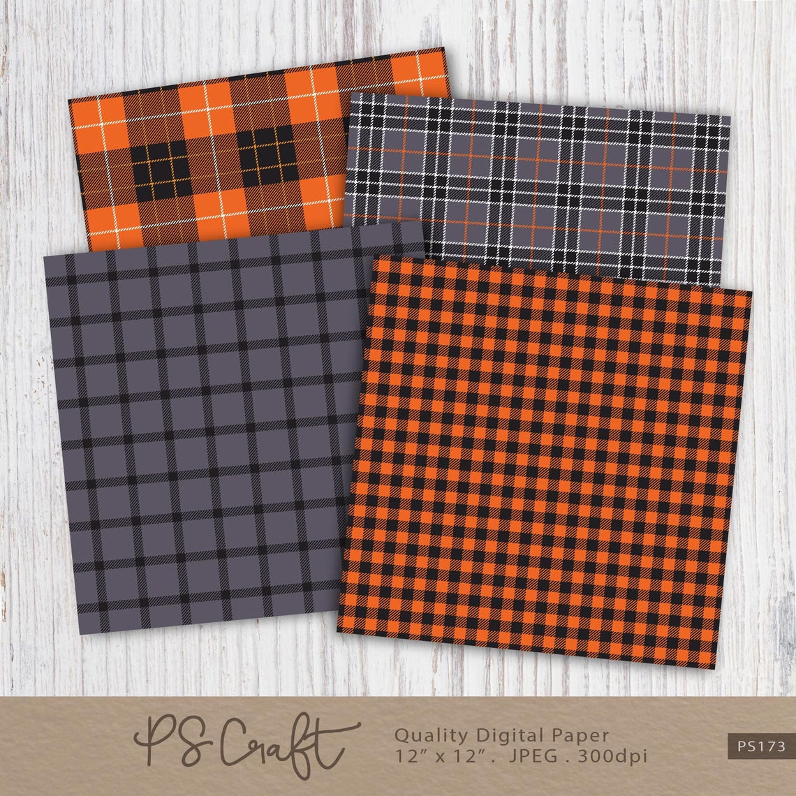 Halloween Plaid Digital Paper SEAMLESS Plaid Digital Paper - Etsy