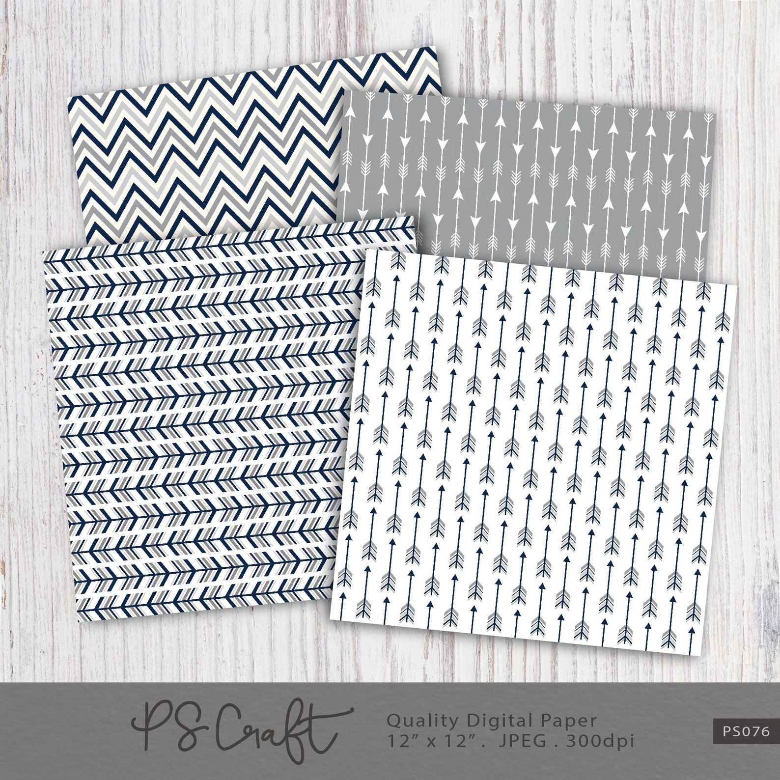 Navy & Grey Arrows Digital Papers, SEAMLESS Arrows Papers, Tribal ...
