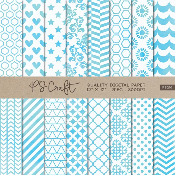 Blue Watercolor Digital Papers Light Blue Digital Paper Pack - Etsy