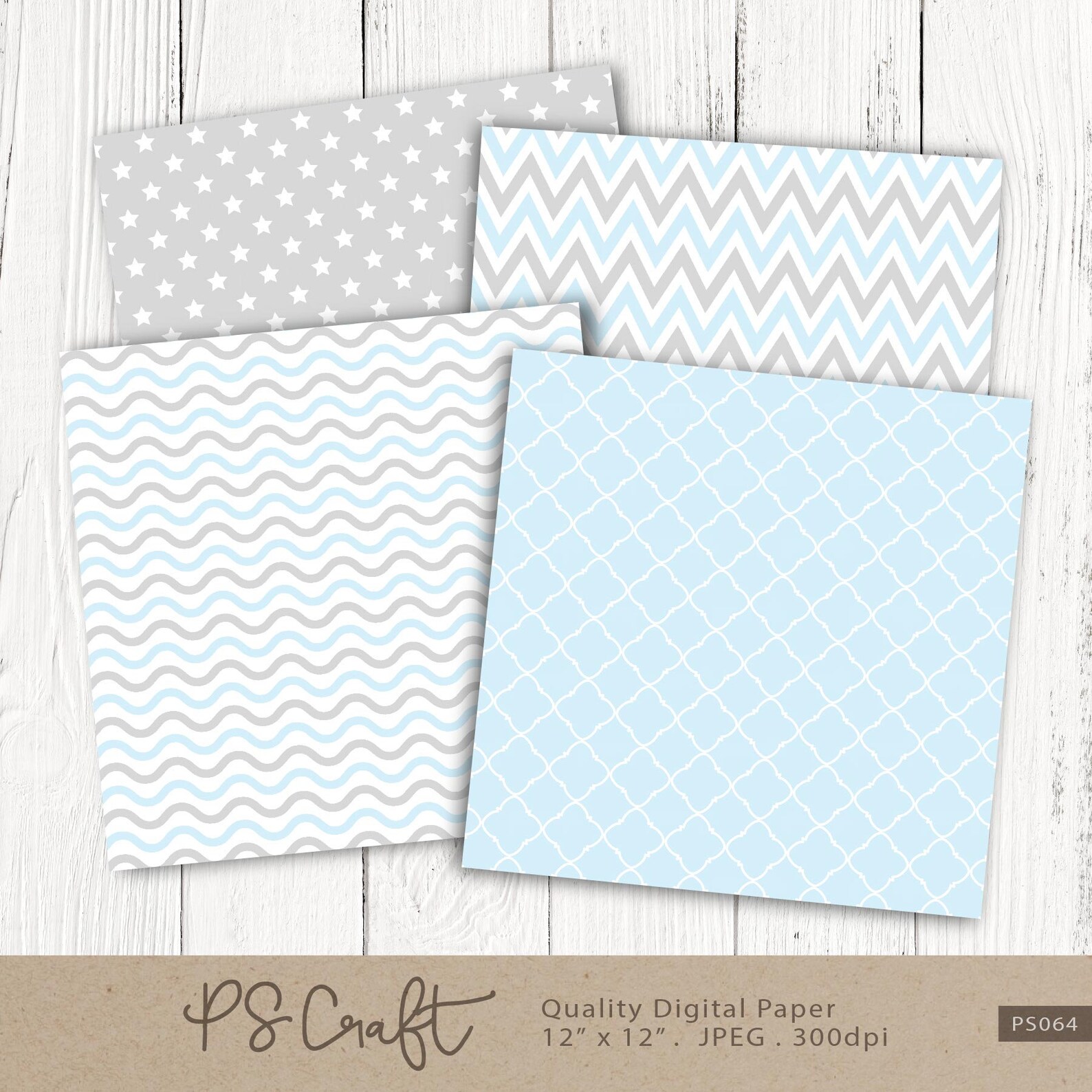 Baby Blue Digital Papers, Baby Shower Digital Paper, Blue Patterns ...