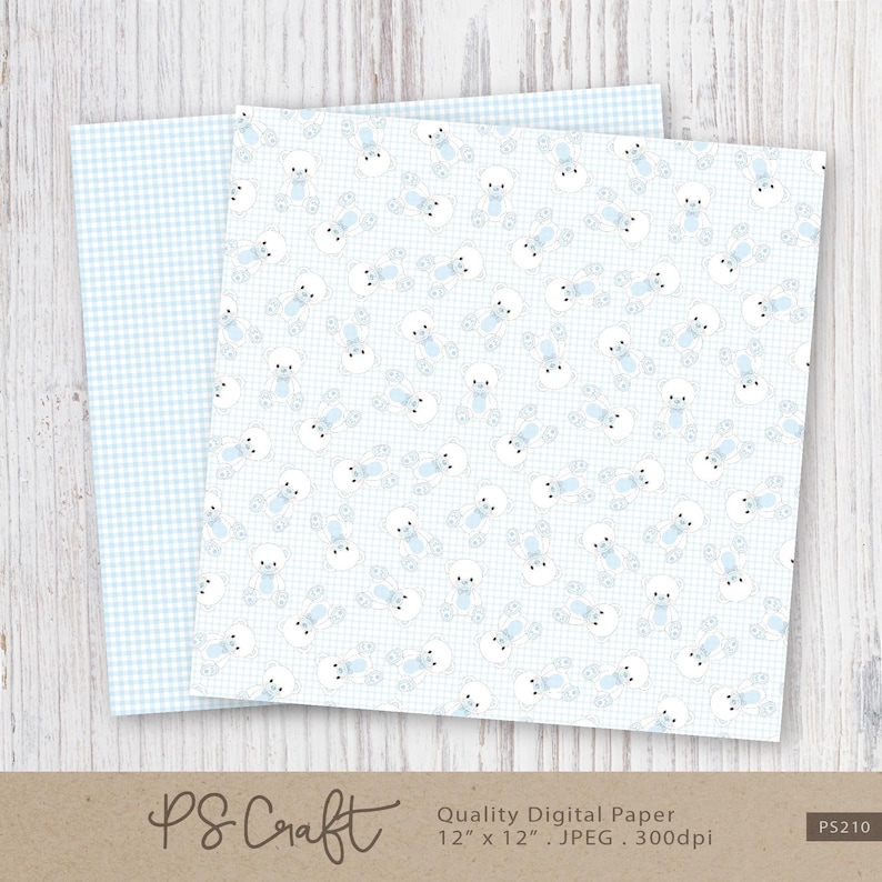 Soft Blue Baby Boy Digital Papers, SEAMLESS Baby Shower Digital Paper ...