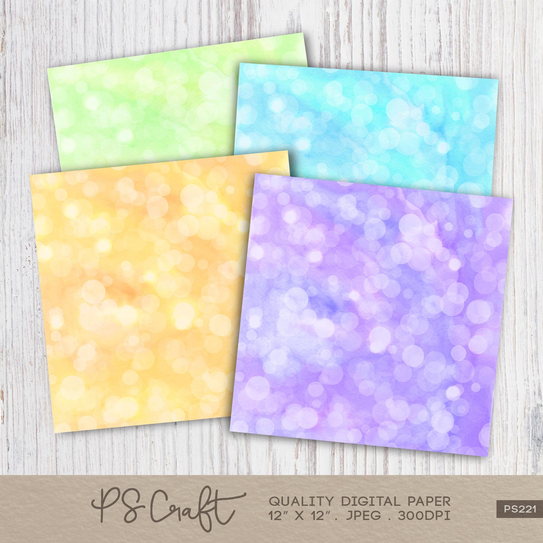 Watercolor Bokeh Digital Papers, Bokeh Pattern, Scrapbook Paper Instant ...