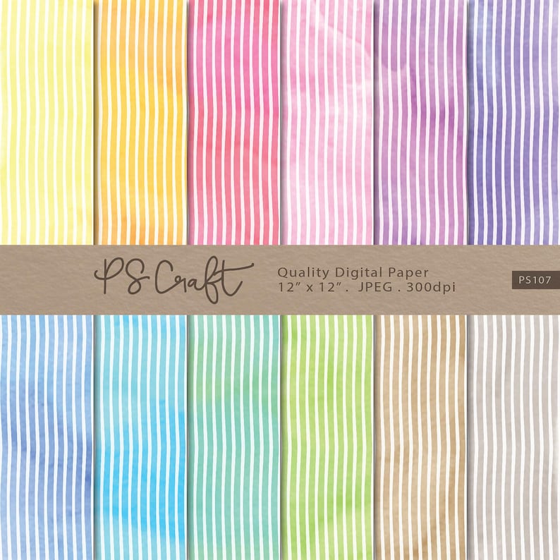 Watercolor Digital Papers Watercolor Stripes Wallpaper - Etsy