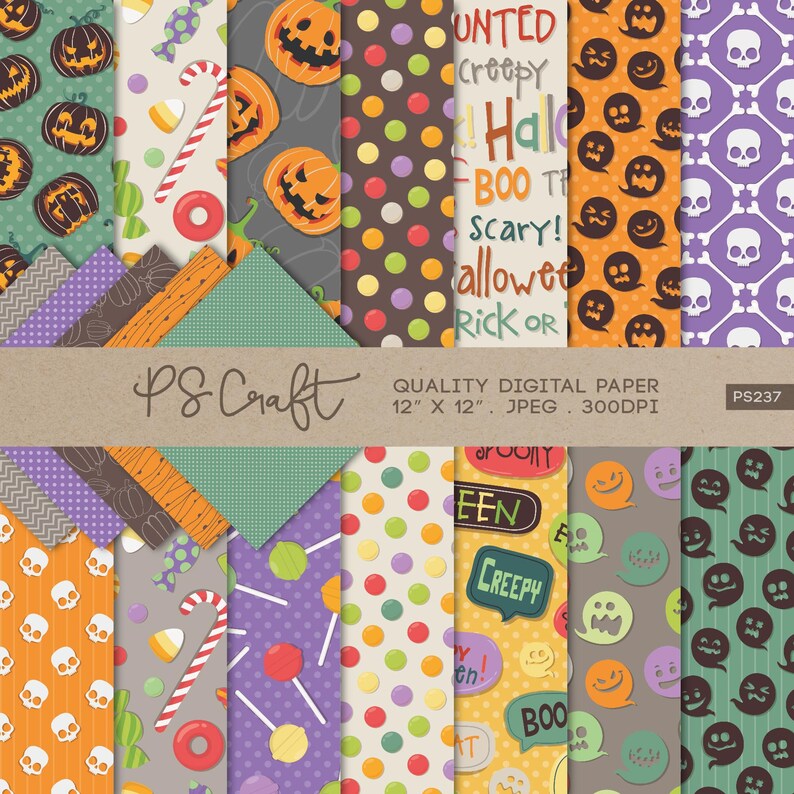 Halloween Digital Paper, SEAMLESS Halloween Digital Paper, Cute ...