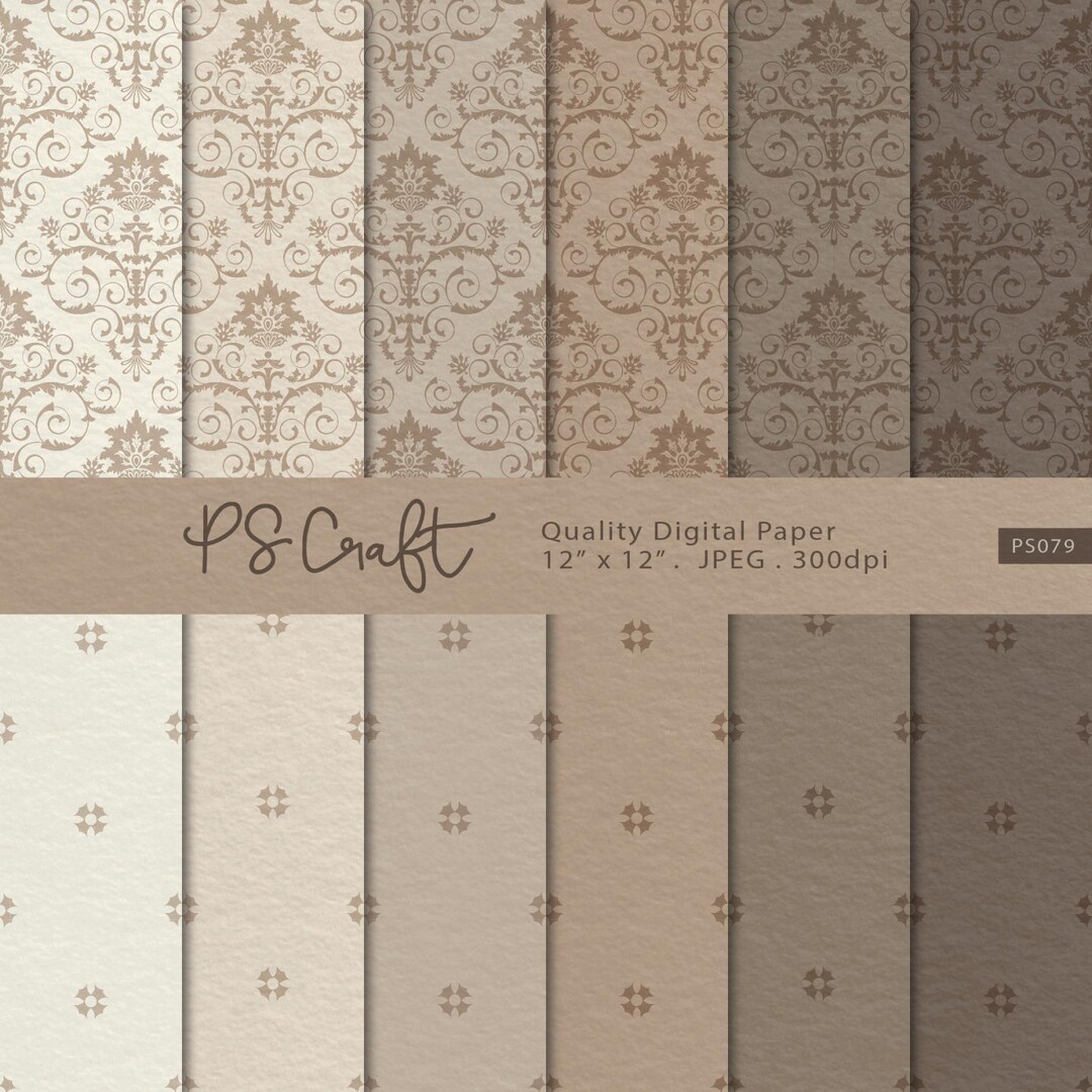 Damask Craft Paper Digital Papers, Craft Paper Digital Paper, Damask ...
