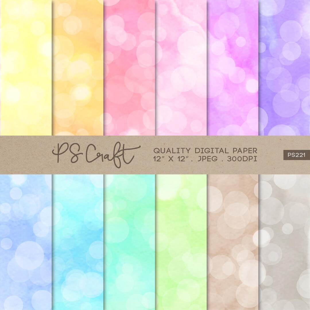 Watercolor Bokeh Digital Papers, Bokeh Pattern, Scrapbook Paper ...