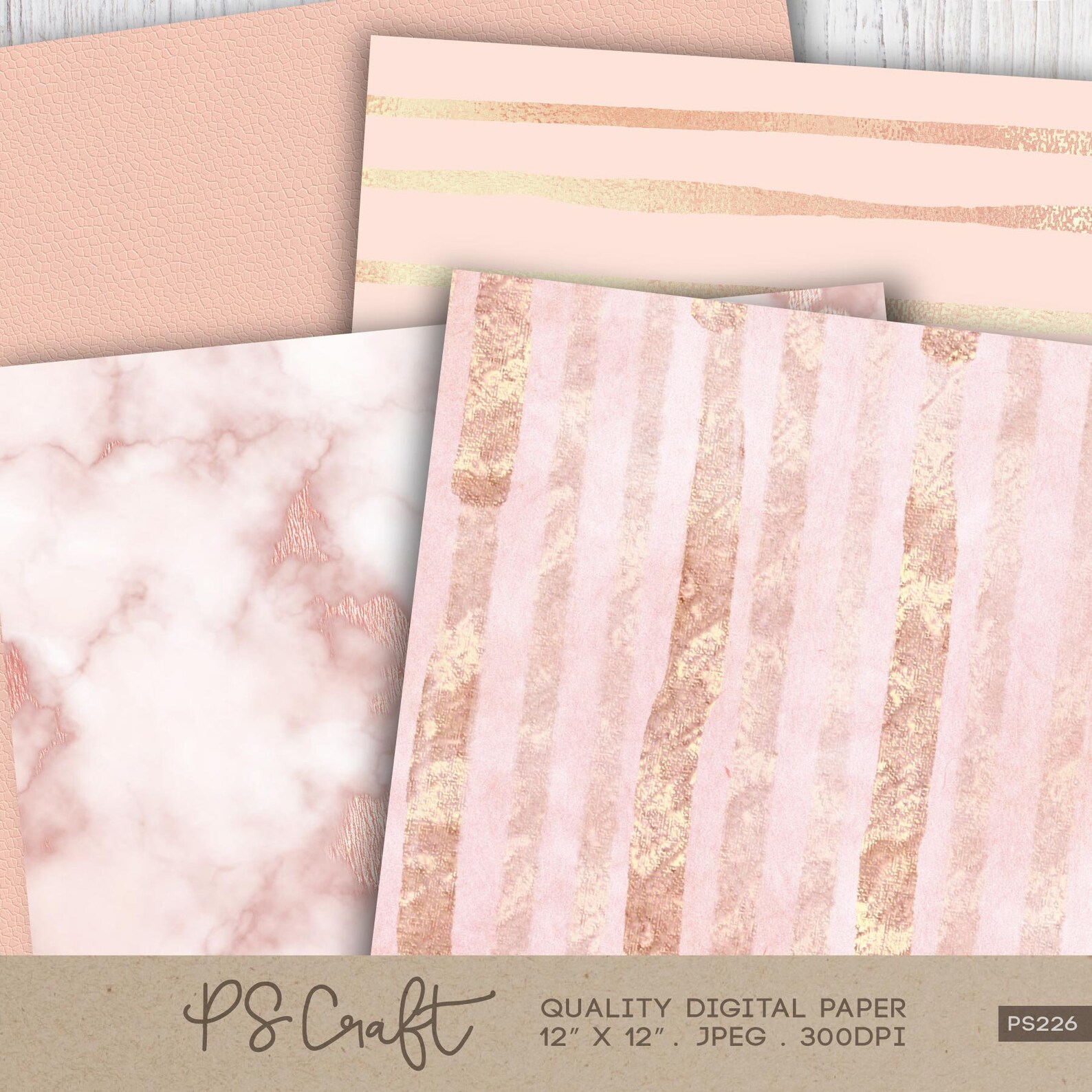 Rose Pink Digital Paper, Rose Gold Foil, Rose Pink Glitter, Marble ...