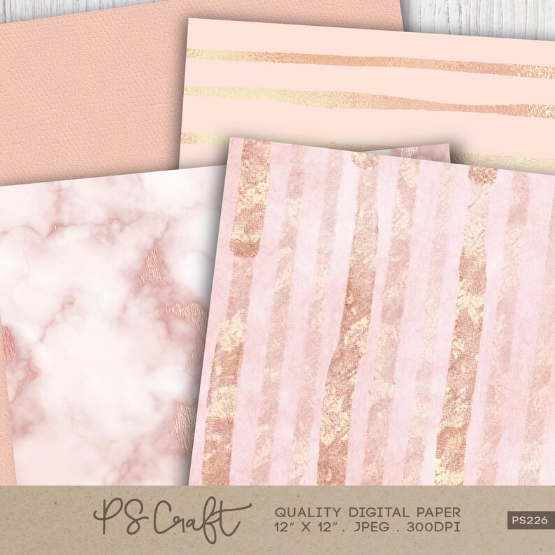 Rose Pink Digital Paper, Rose Gold Foil, Rose Pink Glitter, Marble ...