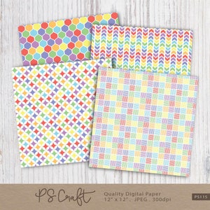 Rainbow Digital Papers, SEAMLESS Rainbow Background With Hearts, Star ...