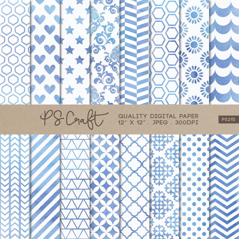 Blue Watercolor Digital Papers Deep Blue Digital Paper Pack - Etsy