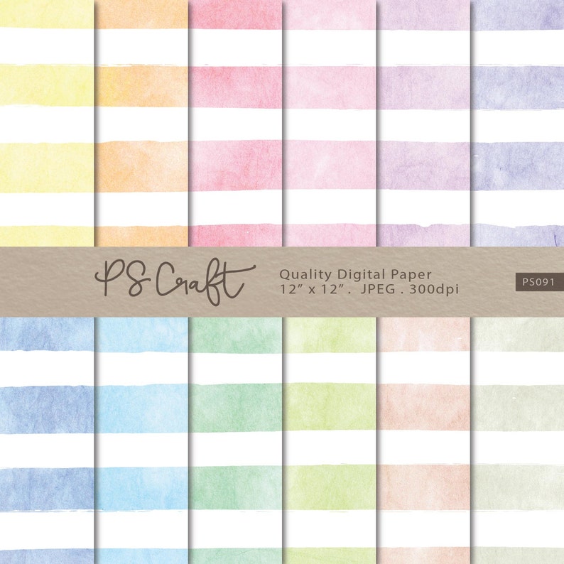 Watercolor Stripes Digital Papers Stripes Wallpaper Modern - Etsy