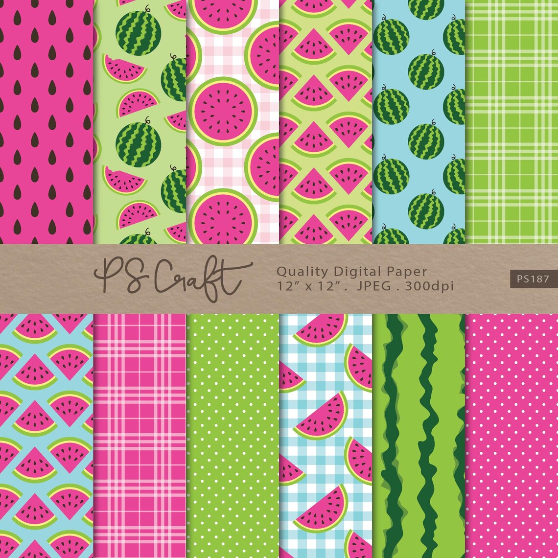 Watermelon Digital Paper SEAMLESS Summer Fruit Pattern - Etsy