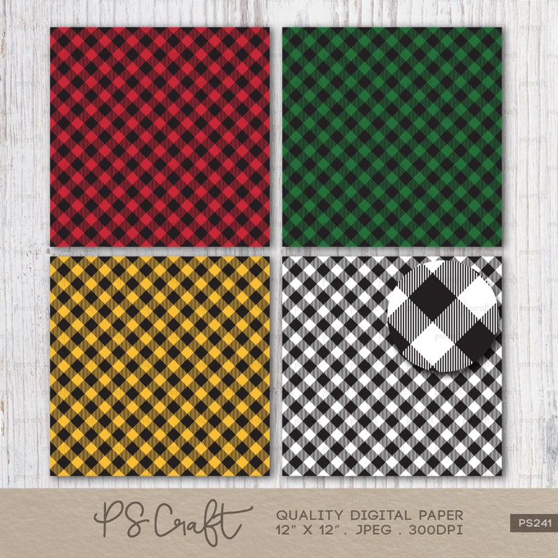 SEAMLESS Buffalo Plaid Digital Paper, Gingham Tartan Plaid Background ...