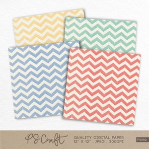 Chevron Watercolor Digital Papers, Watercolor Zigzag Background ...