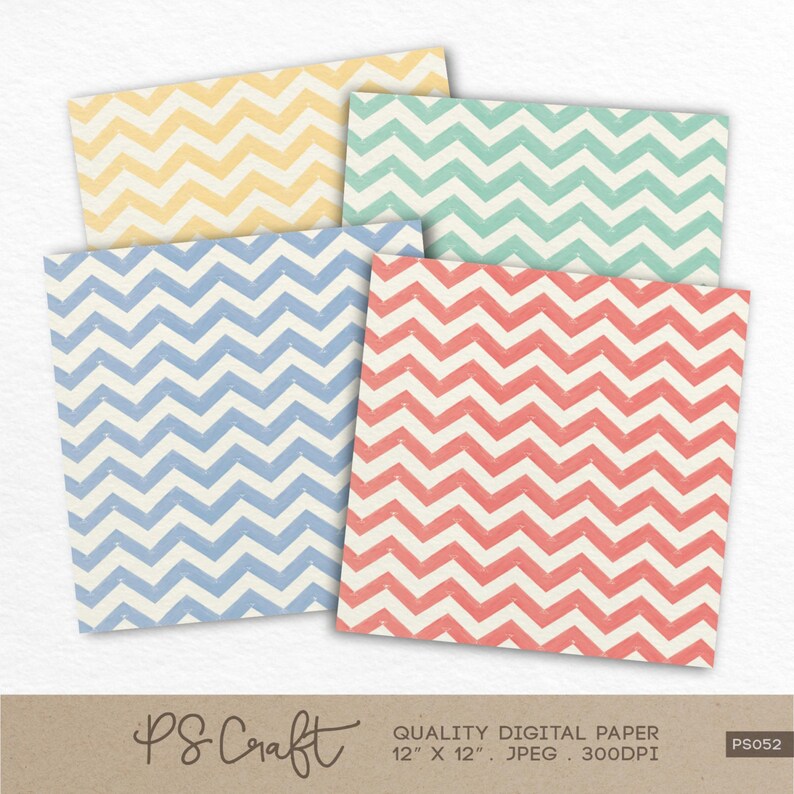Chevron Watercolor Digital Papers Watercolor Zigzag - Etsy