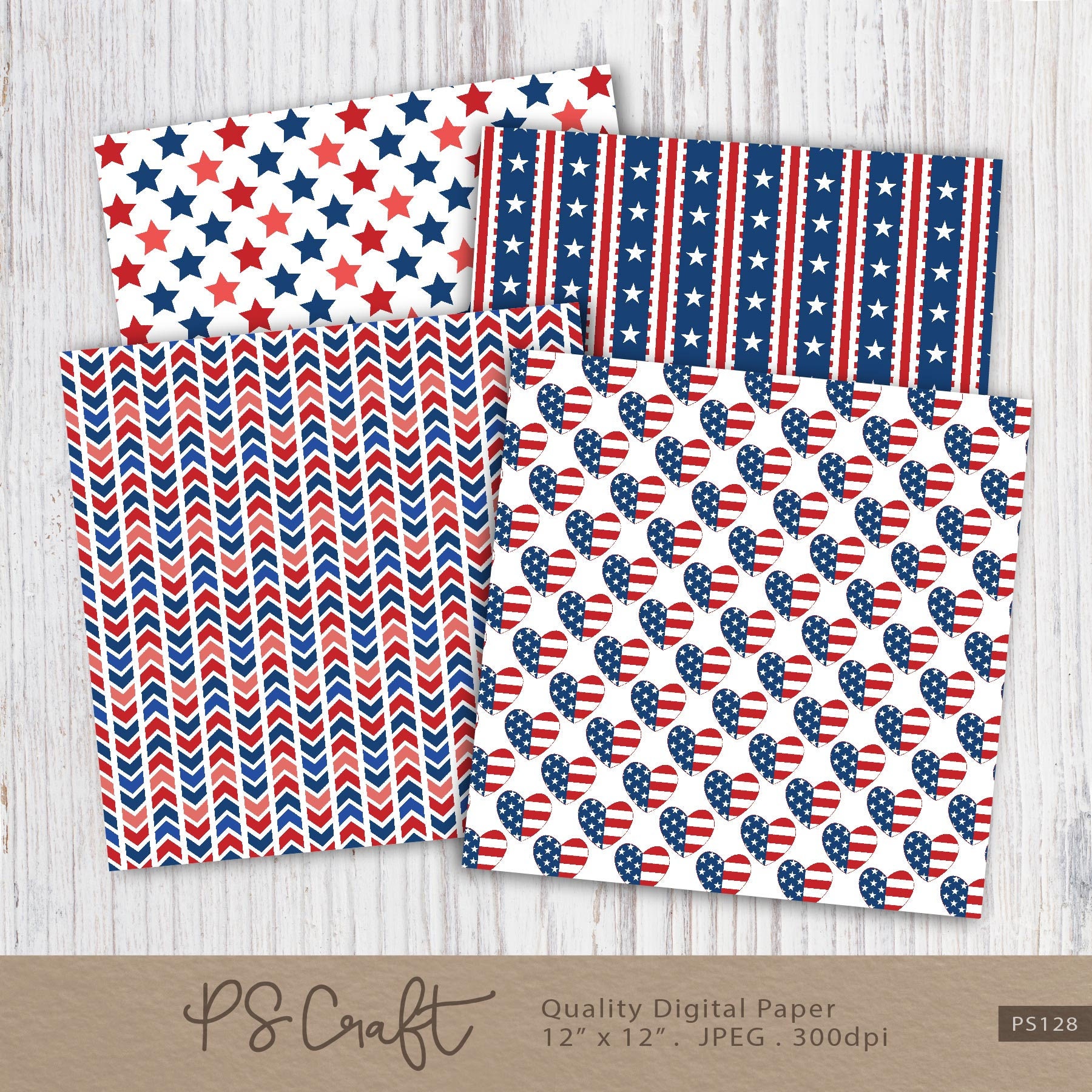 4th July Digital Papers, Seamless Independence Day Digital Paper ...