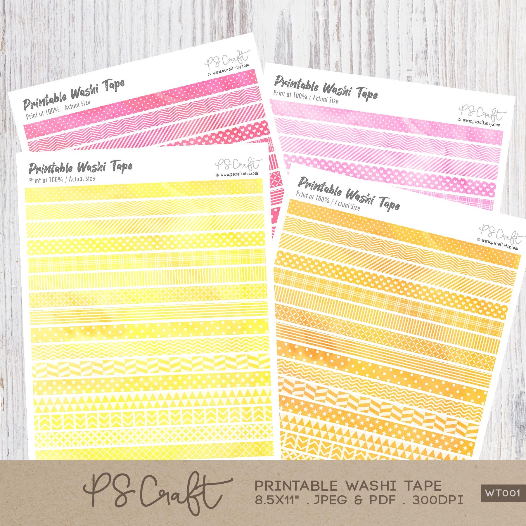 Watercolor Printable Washi Tape Decorative Washi Tape for Planners ...