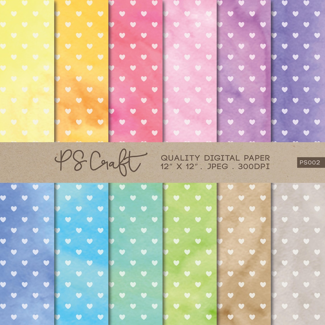 SEAMLESS Hearts Watercolor Digital Papers Valentine Digital - Etsy