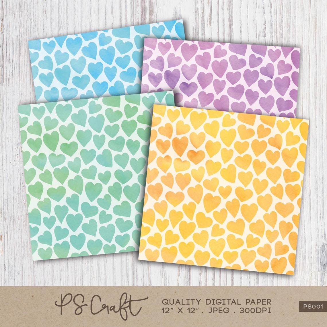 Hearts Watercolor Digital Paper SEAMLESS Valentines Day - Etsy
