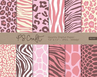 Pink Animal Print Digital Paper & Printable Backgrounds Pink Zebra ...