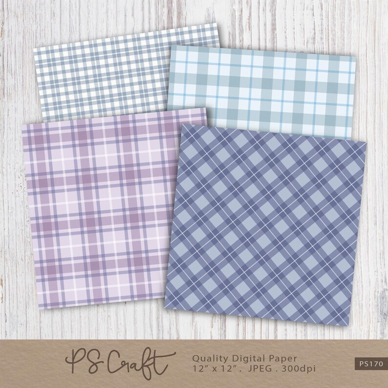 Winter Plaid Digital Paper SEAMLESS Winter Background Blue - Etsy