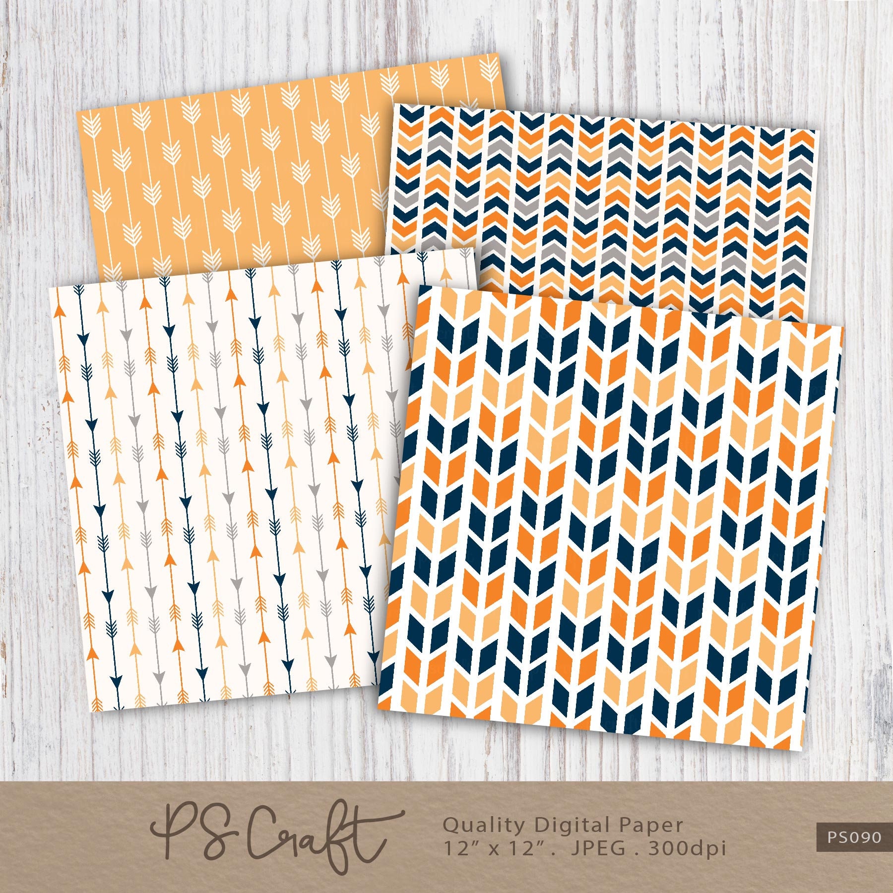 Orange and Navy Arrows Digital Papers SEAMLESS Arrows Papers - Etsy