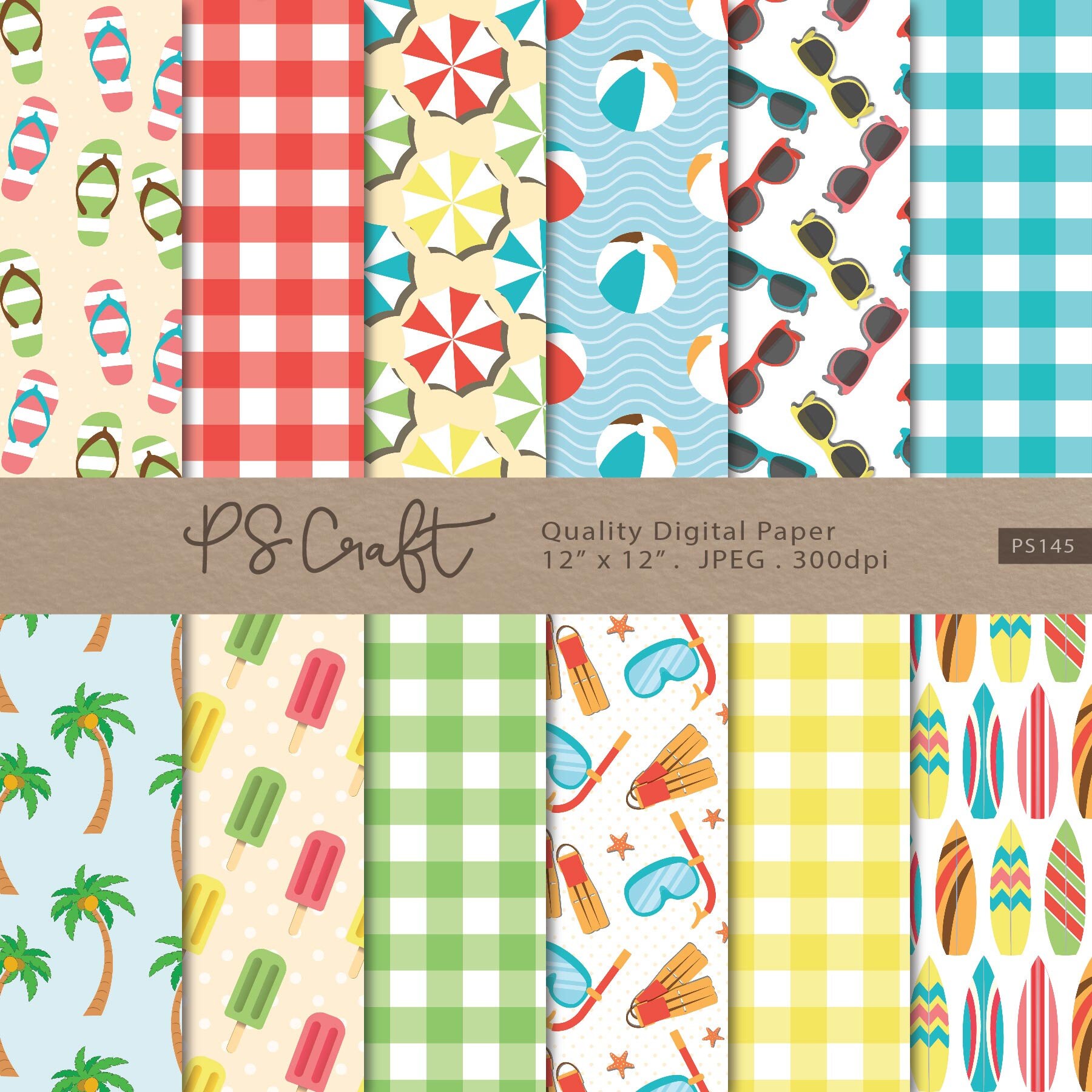 SEAMLESS Summer Digital Paper, Summer Digital Background, Beach Digital ...