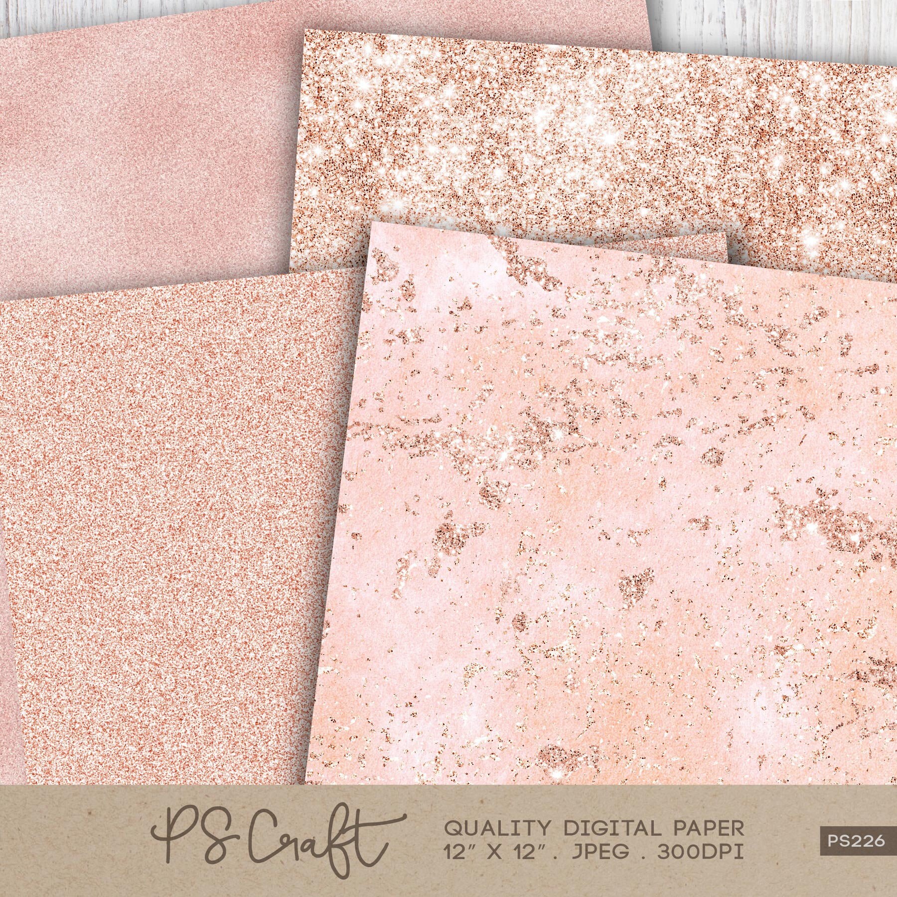 Rose Pink Digital Paper Rose Gold Foil Rose Pink Glitter - Etsy